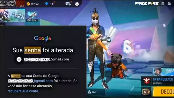 contas de ff email e senha do google